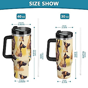 linqin Beauty Brown Dogs Vacuum Insulated Tumbler with Straw Lid 40 oz Girls Water Bottle Reusable Camping Mug for Water, Iced Tea or Coffee