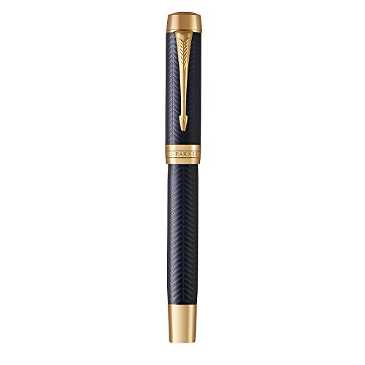 PARKER Duofold Centennial Fountain Pen, Prestige Blue Chevron, Fine Solid Gold Nib, Black Ink and Convertor (1931369)