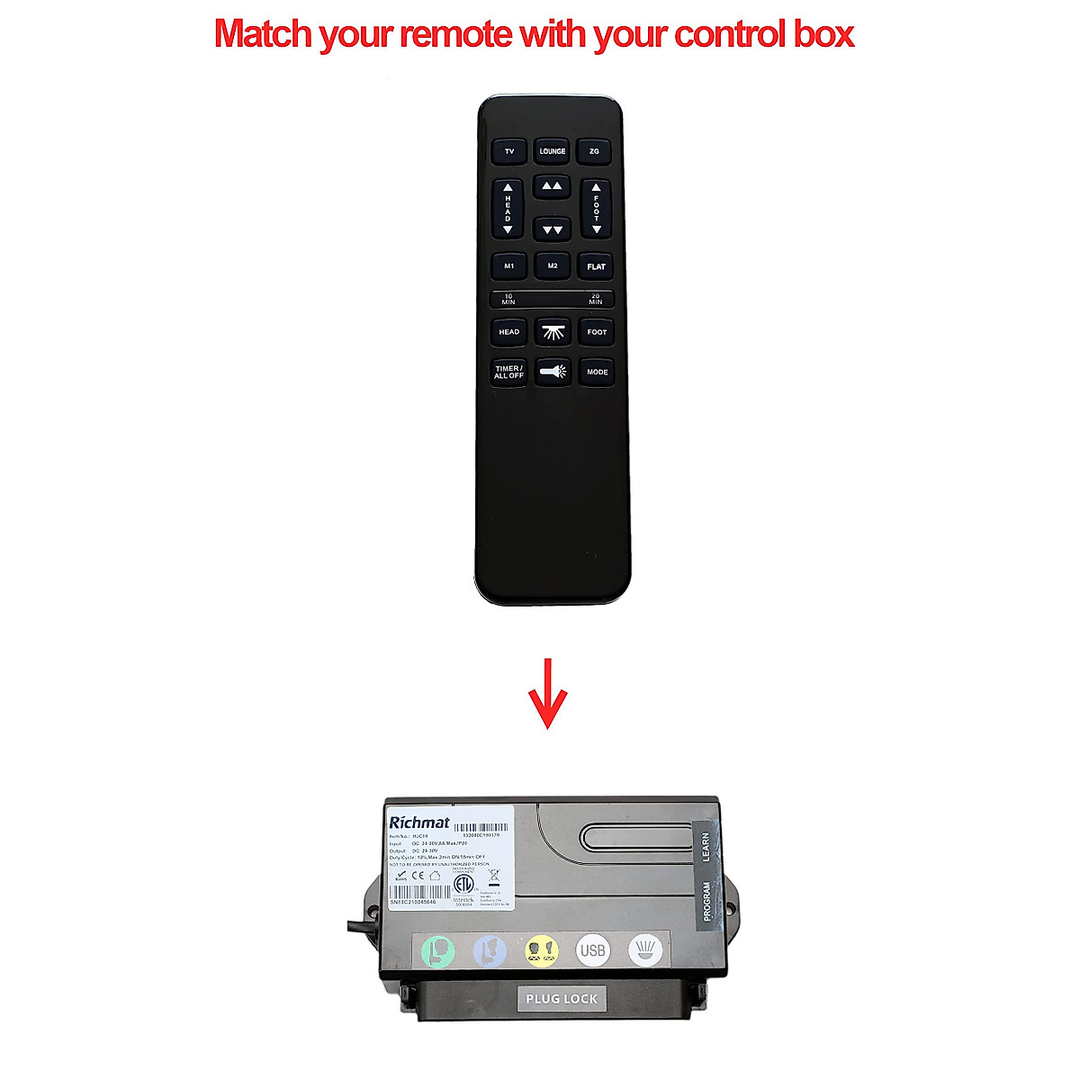 Richmat HJH55 Adjustable Bed Replacement Remote Control