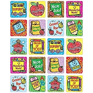 Carson Dellosa 120 School Days Stickers for Kids Classroom, 6 Sheets of Kid-Drawn Stickers for Kids Classroom Rewards, Prize Box for Classroom, Motivational Stickers & Reward Stickers School Supplies