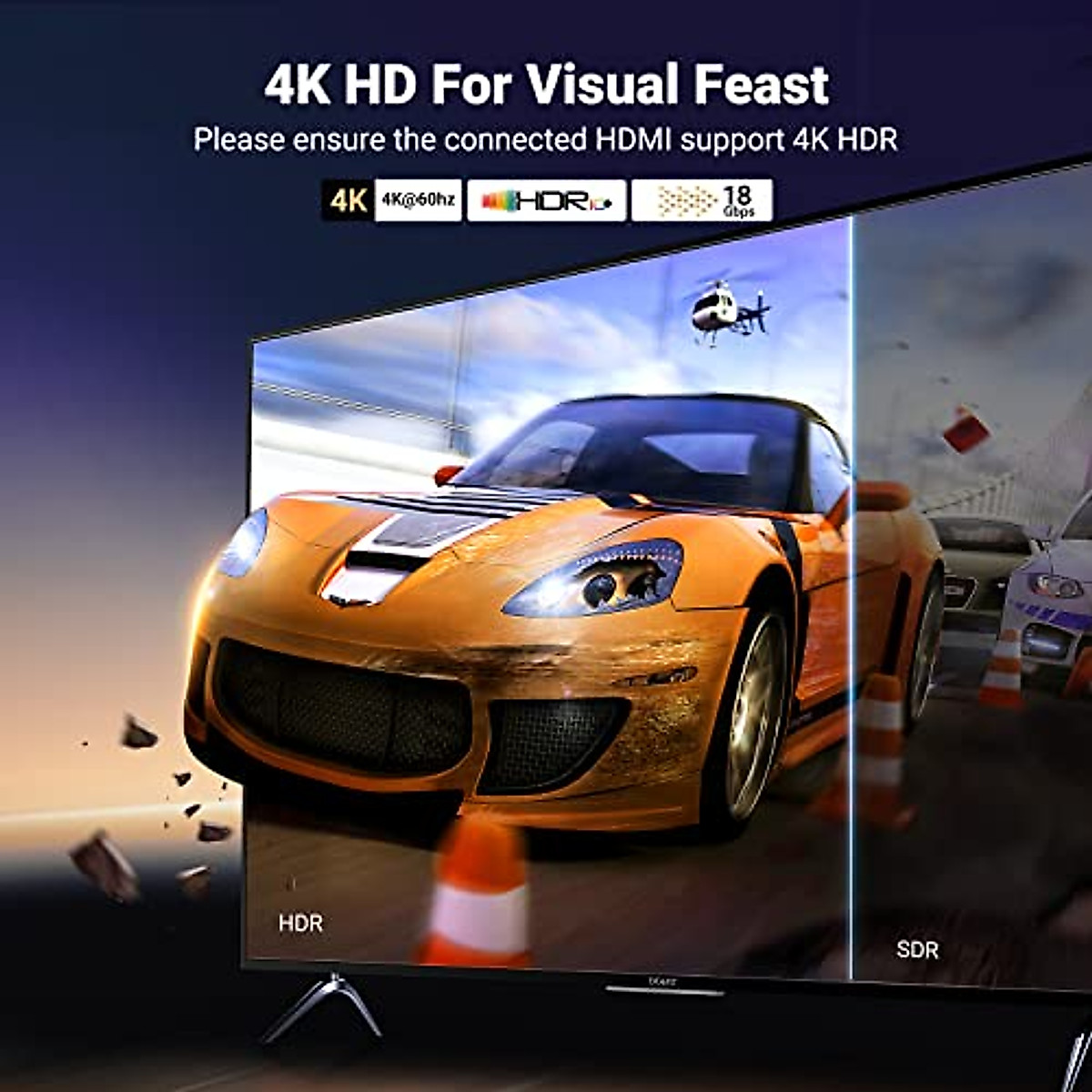 UGREEN HDMI Extension Cable 4K HDMI Extender Male to Female Adapter Cord Compatible with Roku TV Stick PS5 PS4 Xbox Laptop PC Nintendo Switch Blu Ray Player Google Chromecast Wii U HDTV 1.5FT