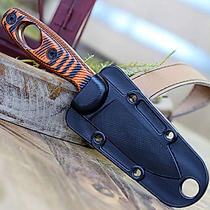 ESEE Xancudo S35V Fixed Blade Knife with Black Sheath, Outdoor Knife with 3D Contoured Handle, Made in USA (Orange/Black G-10 w/Hole)