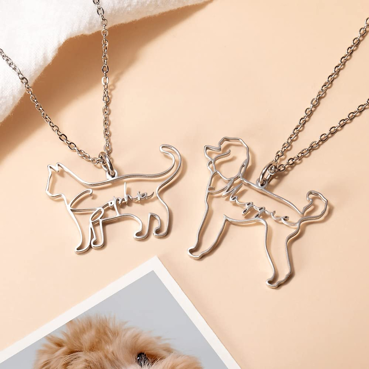 AILIN Custom Dog Cat Necklace With Name Stainless Steel Personalized Pet Necklace Pet Lovers Jewelry Birthday Christmas Gifts For Women Her