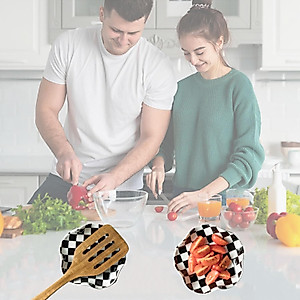 Miamolo Spoon Rest for Stove Top, 5.3in Checkered Spoon Holder Utensil Rest, Ceramic Spoon Rests for Coffee Bar, Kitchen Gadget Cooking Gift for Housewarming