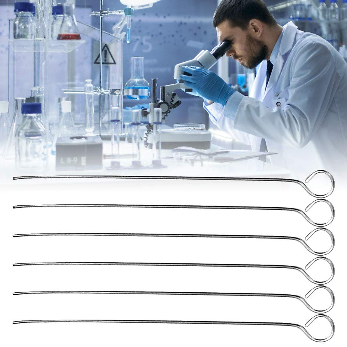 Tyenaza 50 Pcs Inoculating Loop, Reusable Inoculating Loop, Inoculating Loop Lab Bacterial Culture Microbiology Uses Nichrome Needle Tip