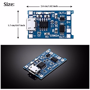Weewooday Charging Module Battery Charging Board with Battery Protection BMS 5v Micro USB 1a Lithium Charge Module(40 Pieces)