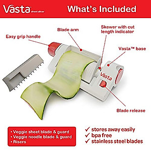 Vasta Veggie & Fruit Sheet Slicer, Stainless Steel Blade, 2 Attachements
