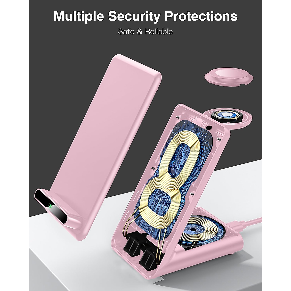 Wireless Charging Station,3 in 1 Wireless Charging Stand Made for Apple Watch Ultra 9 8 7 6 SE 5 4 3,Fast Wireless Charger Made for iPhone 15/Plus/Pro Max/14/13/12/11/X,for AirPods Pro(with Adapter)