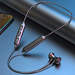 Wireless Earbuds Bluetooth 5.0 Headphones,BT-95 Magnetic Hanging Neck in Ear Earphone with Mic Premium Deep Bass Headset for Sport Black One Size