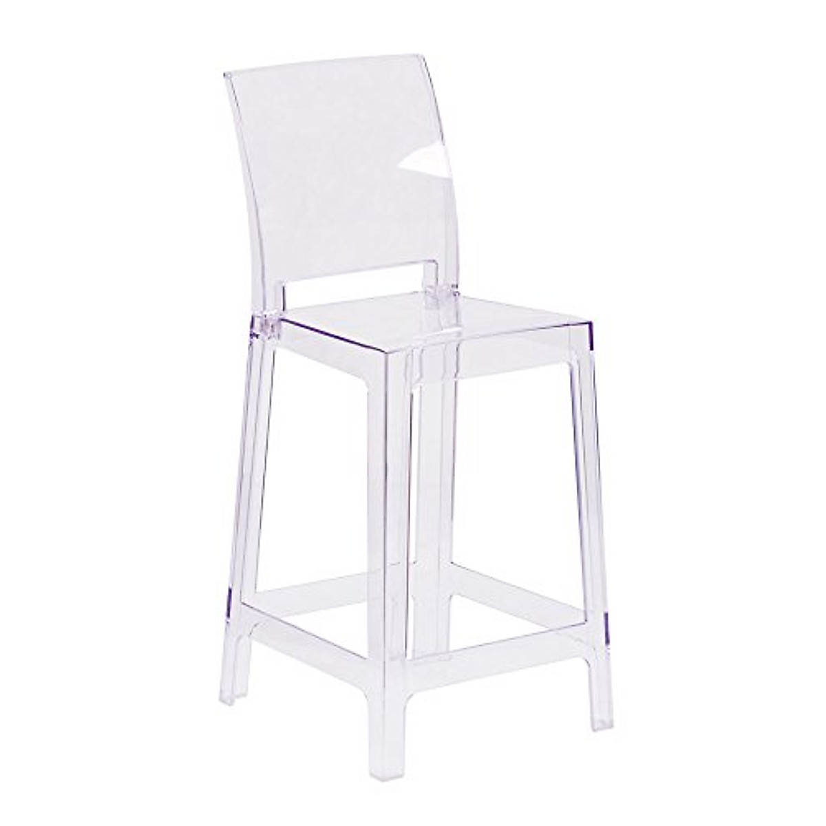 Flash Furniture Ghost Counter Stool with Square Back in Transparent Crystal