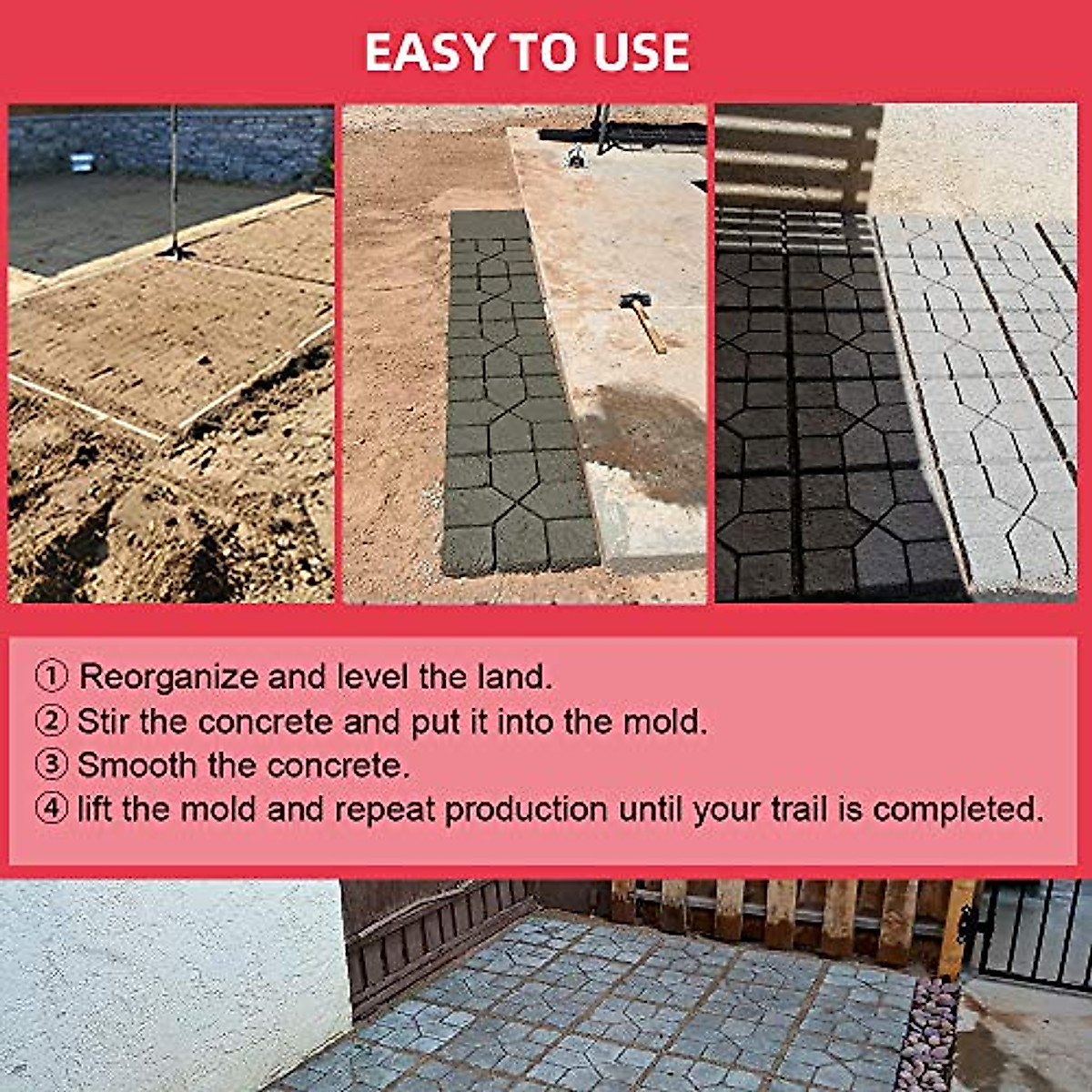 Anothera 2Pack 15.7"x15.7"x1.57" Walk Maker Reusable Concrete Path Maker Molds Pathmate Stone Molding Stepping Stone Paver Lawn Patio Yard Garden DIY Walkway Pavement Paving Moulds (Square)