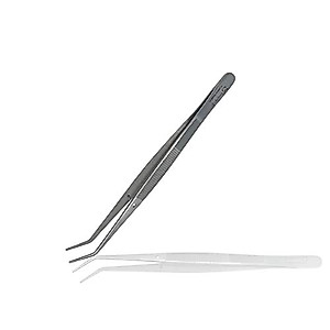 Cynamed Premium Dental College Tweezer Tools-Stainless Steel with Curved Serrated Tip Multipurpose Forceps for Oral Care Denture Teeth Cleaning (1)