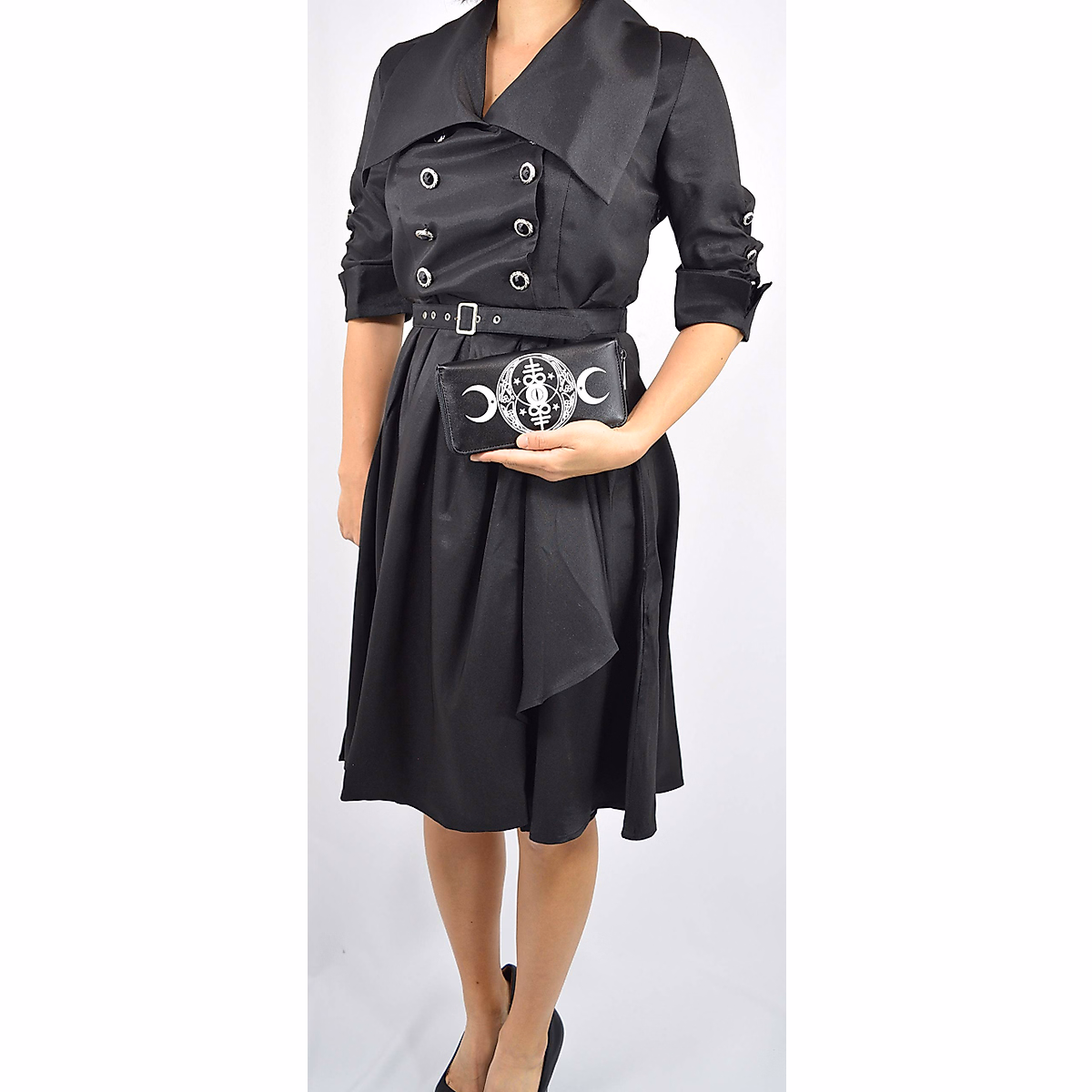 Lost Queen New Moon Wallet Gothic Occult Moon Magick & Leviathan cross Black Wallet, Large