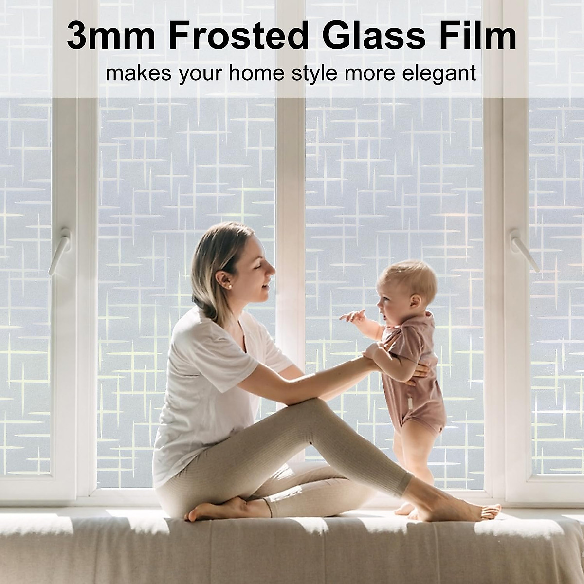 Arthome Frosted Window Film,17.5x100 inch Non-Adhesive, Privacy Film for Glass Windows, Self Static Cling Decorative Window Cling Anti-UV Window Sticker for Home Office