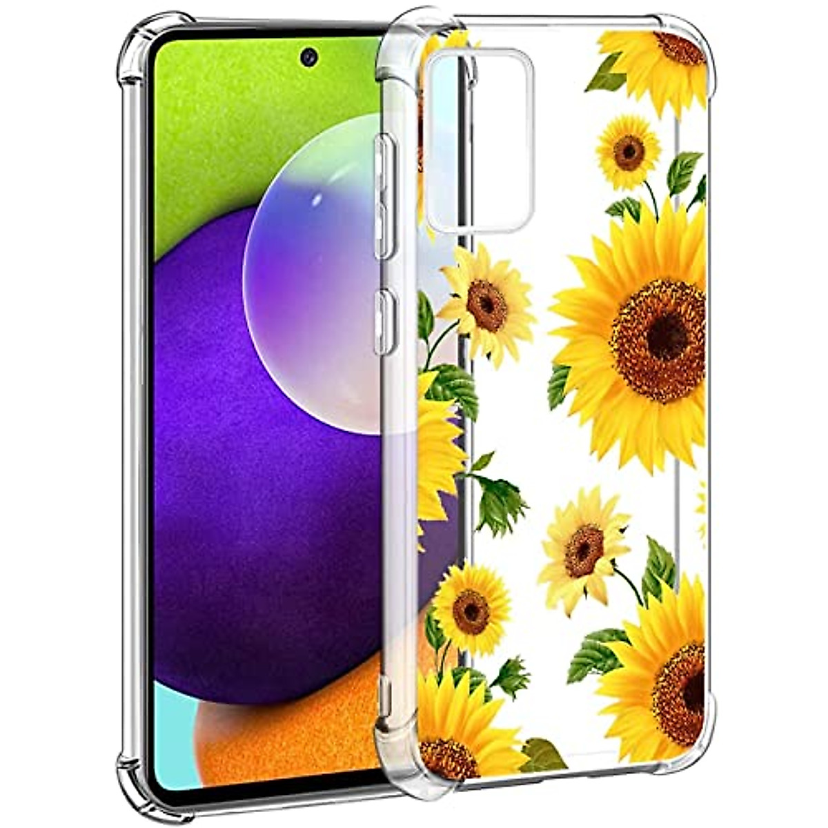 YJROP (3-Pack) for Samsung Galaxy A53 5G Case, Soft Clear TPU [Scratch-Resistant] Drop Silicone Bumper Protection Shockproof Phone Case Cover for Samsung Galaxy A53 5G,Flower