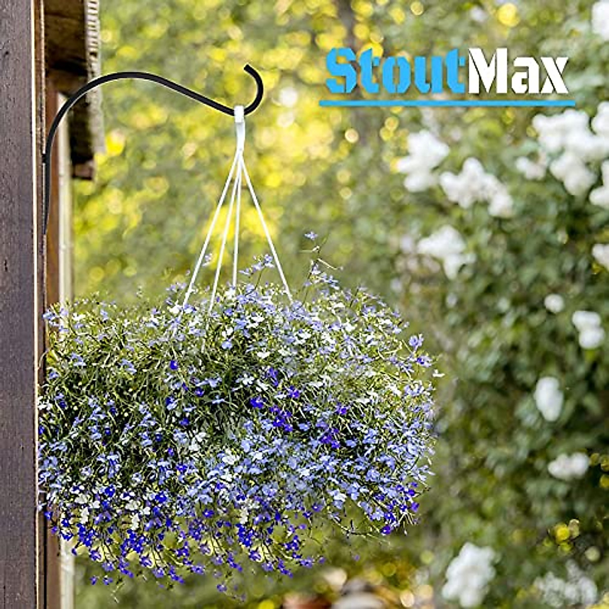 Garden Wall Big Bend Hooks Wall Hanger Iron Hooks Plant Bracket Hanger Hooks 2 pcs + 2 Half-Round Hook for Indoor/Outdoor/Terrace 8 inch Premium Home Decoration Robust and Long Service Life(Black)