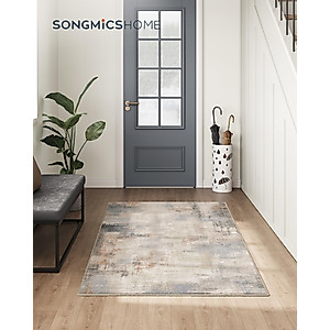 SONGMICS HOME Area Rug, 3x5 ft Rug for Living Room, Non-Slip Carpet, Modern Abstract Style, Home Decor, for Bedroom, Kitchen, Entryway, Dining Room, Machine Washable, Camel Brown UTAR072K01