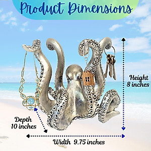 Vintage Style Octopus Coffee Mug Tea Cup Holder in Silver Tone Kitchen Dining Coffee Bar Statue Accessory