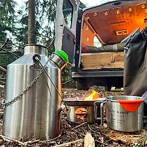 Kelly Kettle Ultimate Scout Kit 41 oz. Stainless Steel Camp Kettle, Lightweight Camping Kettle with Whistle, Camp Stove for Fishing, Hunting, Hiking, Survival Gear