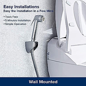Handheld Bidet Sprayer for Toilet, Spray Attachment for Feminine Wash, Baby Diaper Cloth and Shower Sprayer for Pets Shower, Easy to Install, Wall Mount (Not Included T-Valve and Hook)