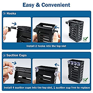 Uprony Aquarium Plant Holder 4 PCS Hanging Aquatic Plant Pot with 24 Hooks and 20 Suction Cups for Fish Tank Aquarium Planter and Aquascape Decorations (Black)