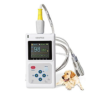 CONTEC Veterinary Pulse Oximeter Handheld Pulse Oximeter for Animals 24 hours SPO2 Pulse Rate Monitor Adjustable Alarm CMS60D-VET