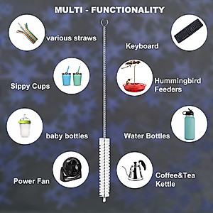 Long Straw Cleaner Brush Extend 10 inch, Wide 10mm diam Pipe Cleaners, Long Straw Brush for Sippy Cup, Water Bottle and Tubes, Drinking Straw Cleaning Brush Set 10 Pack