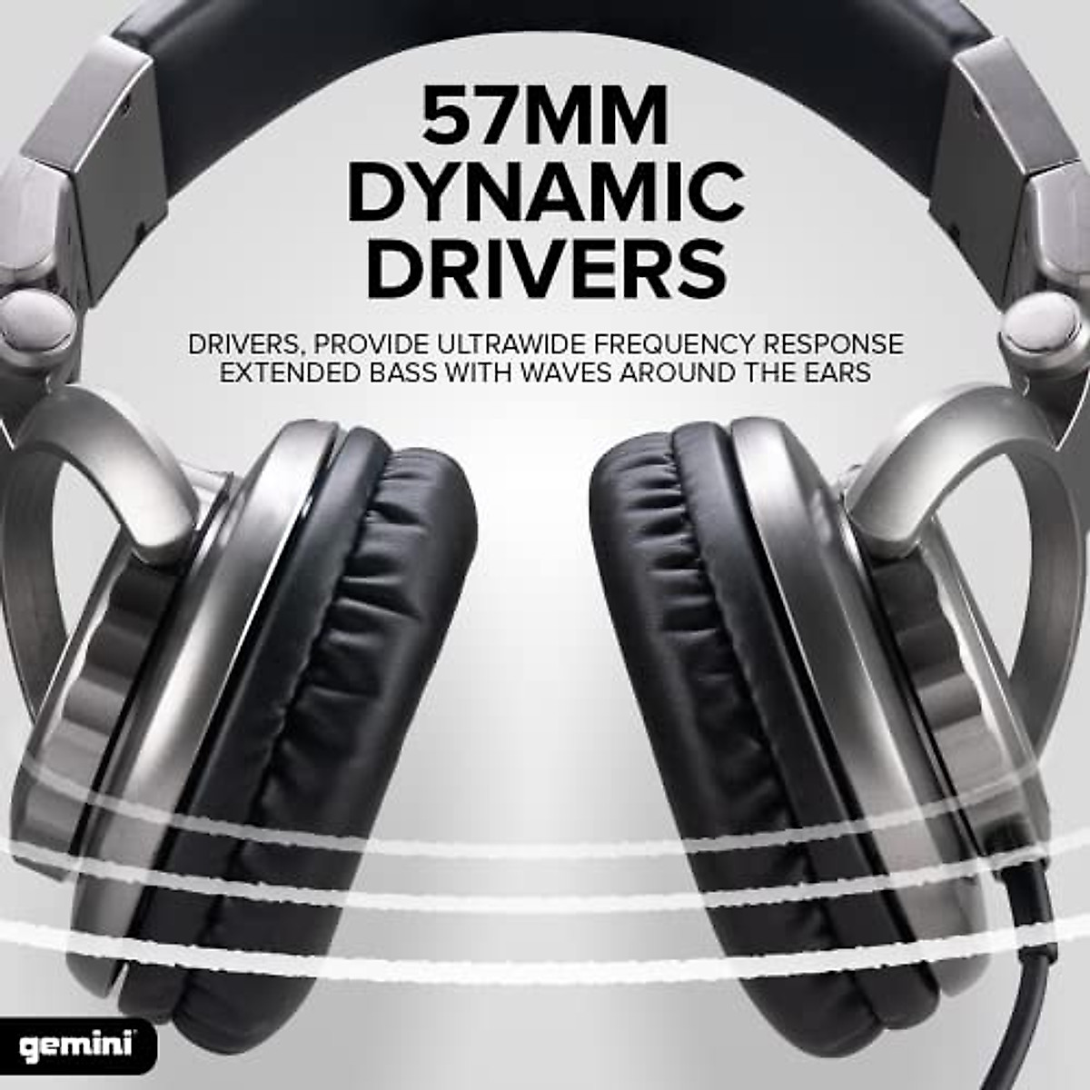 Gemini Sound DJX-500 Professional Over Ear Wired Headphones with 90 Degree / 180-Degree Rotating Joints for DJ Studio Monitoring - Closed Back Headphones with 57 mm Dynamic Drivers and Padded Ear Cups