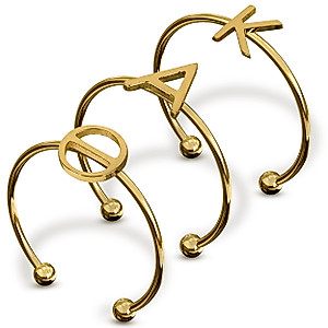 Sorority Shop Kappa Alpha Theta Stacking Ring Set - Adjustable Rings with 18k Gold Plating