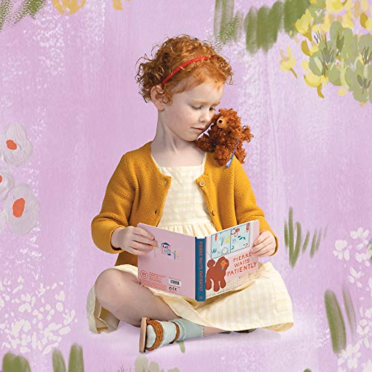 Manhattan Toy Pierre Waits Patiently Baby and Toddler Board Book + Poodle Stuffed Animal Dog Gift Set