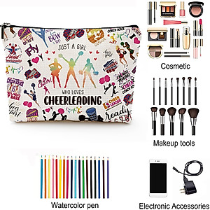 Cheer Stuff Cheerleader Cheer Bag Funny Cheerleader Gifts Cheerleading Girls Gift Christmas Birthday Gifts for Women Her Female Girls Cheer Team Merchandise - Peace Love Cheerleading