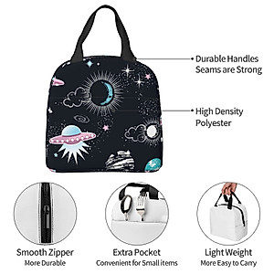QIUWIOV Space Galaxy Constellation Lunch Bag Insulated Reusable Lunch Box Thermal Tote Bag Container Cooler Bag for Women Men Travel/Picnic/Work/Beach, One Size