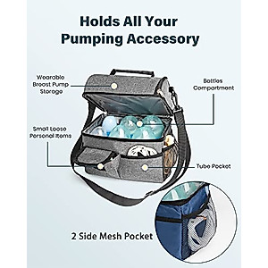 Wearable Breast Pump Bag with Cooler, Compatible with Willow, Elvie, Momcozy Breast Pump, Stylish Insulated Storage Container Case for Hand Free Breast Pump
