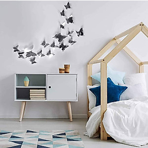 24pcs DIY Mirror 3D Butterfly Removable Mural Stickers Wall Stickers Decal for Home and Room Decoration