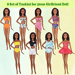 EuTengHao 36Pcs Girl Dolls Clothes Swimsuit Bikini for 11.5 inch Girl Dolls, Doll Bikini and Accessories with Diving Swimming Set Lifebuoys Beach Chair Skateboard Dolphins