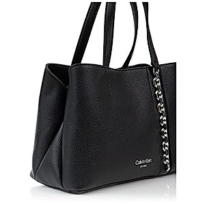 Calvin Klein Adeline Triple Compartment Satchel, Black/Silver,One Size