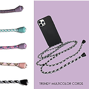 Ecofriendly iPhone 12 Mini Crossbody Cord Case Leash Hands-Free Adjustable Strap Landyard Shockproof Resistant Cover (Black)