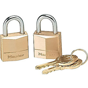 Master Lock Padlock, Solid Brass Lock, 3/4-Inch Body Width, 120T, Keyed alike, 2-Pack
