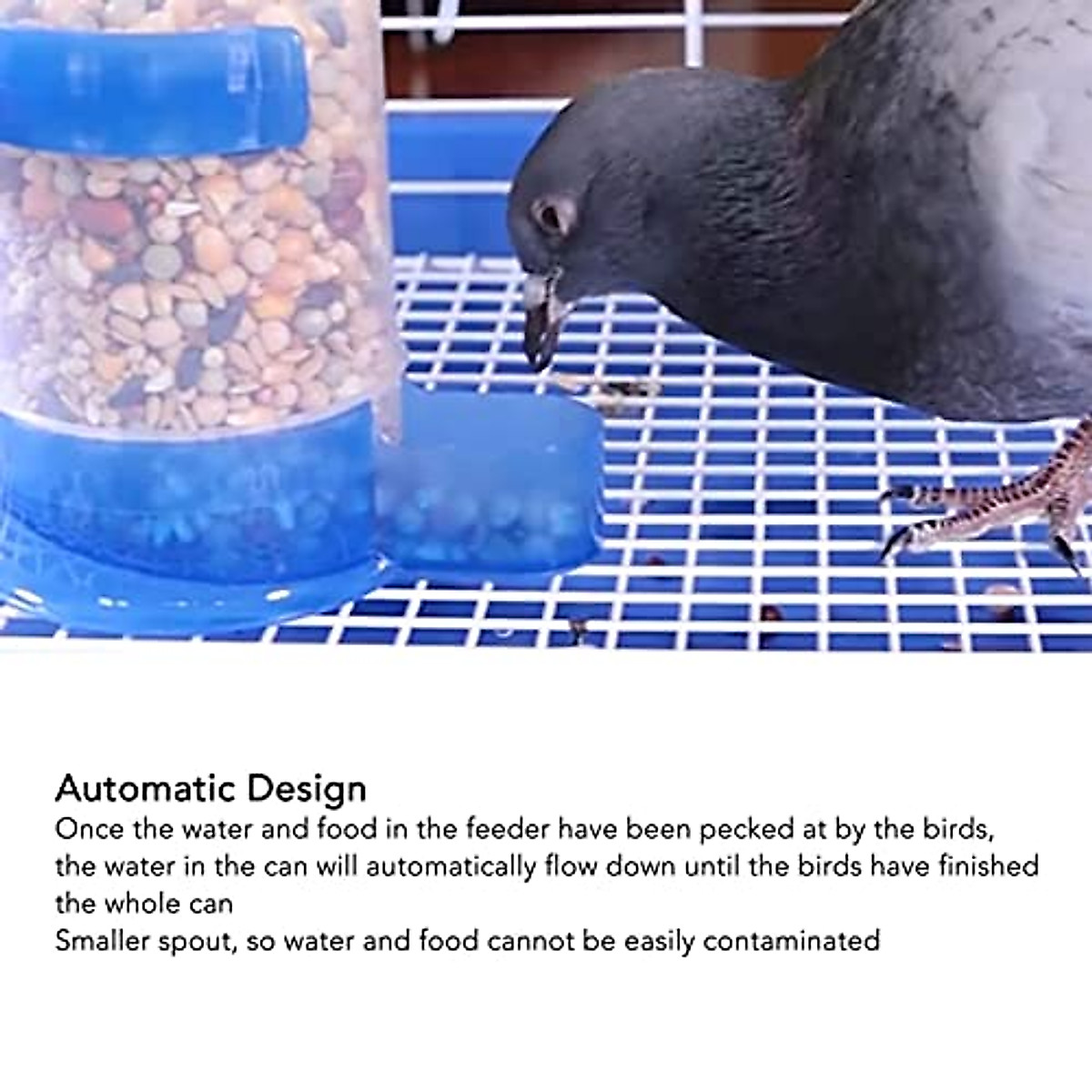 Pssopp Automatic Bird Feeder Bird Water Dispenser Clear Bird Food Seed Dispenser Container Hanging Cage Feeder Dispenser