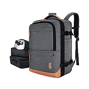 BAGSMART Travel Laptop Backpack, 40L Expandable Airline Approved Carry On Backpack with Packing Cubes, Water Resistant Weekender Backpack Fits 17 Inch laptop, Luggage Daypack with Shoe Bag,Grey