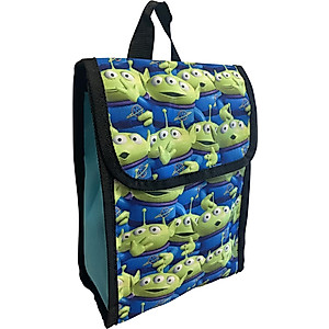 Toy Story Large Backpack 5 Pc Set W/ Lunch Box, Keychain, Collapsible Water Bottle, & carabiner Metal Clip (Black-Blue)