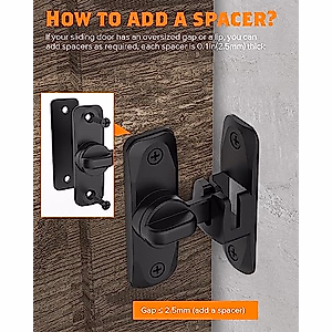 90/180 Degree Barn Door Lock, Small Flip Gate Latches Hardware, Door Security Sliding Door Latch Lock fo Cabinets, Barn Door, Bathroom, Gardenr Doors (Black-1Pc)