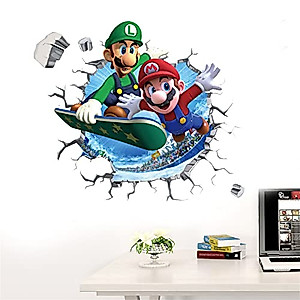 SKTFFR Mario Brothers Wall Decals Children Cartoon Bedroom Background Wall Decoration PVC Wall Decor for Boys Room Living Room (Size 23.7 x 17.7 inch)