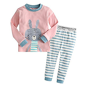 VAENAIT BABY Kids Girls Sleepwear Pajama 2pcs Set Pink Bunny 3T/M