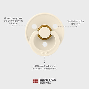 BIBS Pacifiers Colour Collection | Natural Rubber Baby Pacifier | Set of 2 BPA-Free Soothers | Made in Denmark | 6+ Months (Pack of 2) | Sage/Ivory