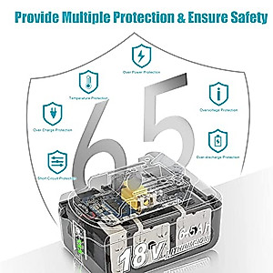 Bonacell Upgraded 6.5Ah 18V Replacement for Makita 18V Battery Compatible with Makita 18 Volt Battery BL1860 BL1850 BL1840 BL1830 BL1820 BL1815B LXT400 Cordless Power Tools 2Packs
