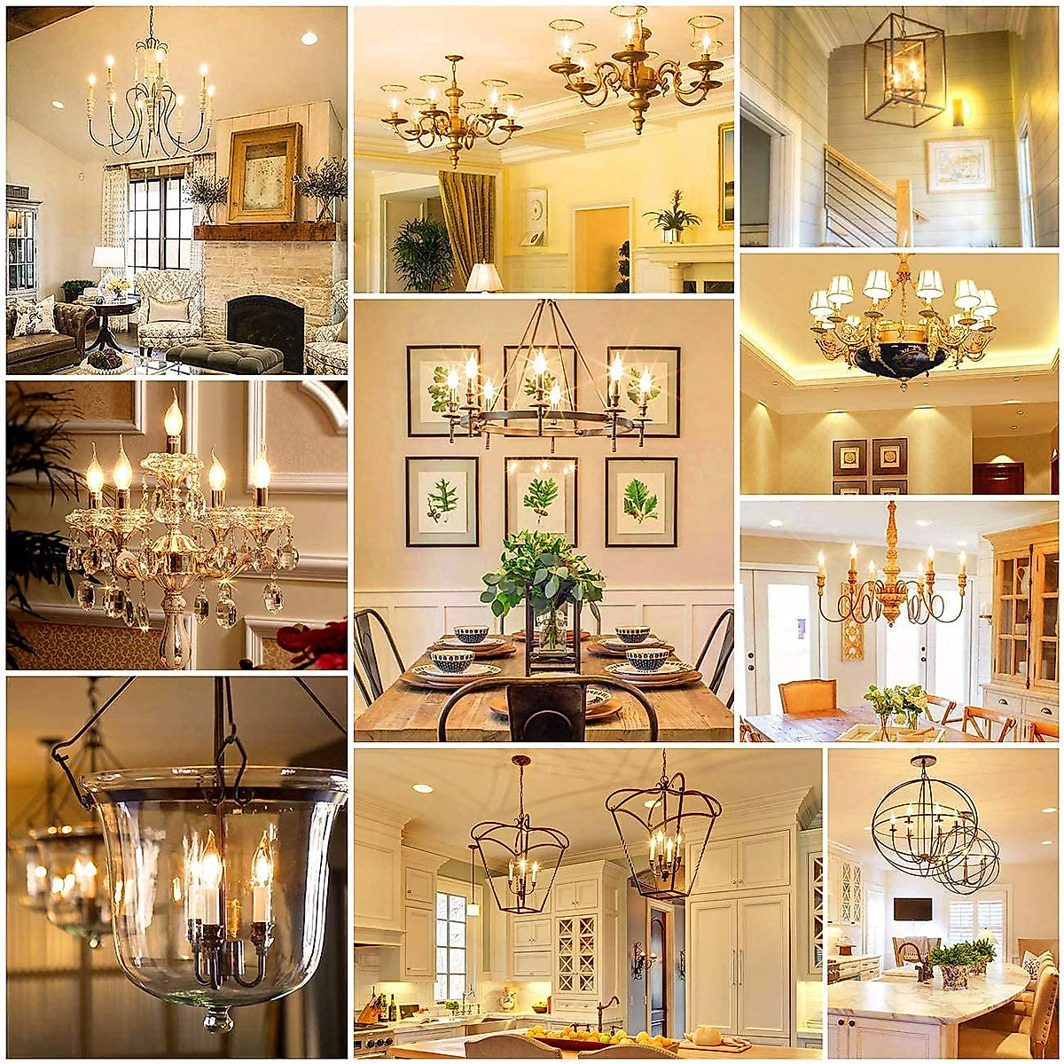 ANWIO Flame Tip LED Filament Bulb Candelabra E12 Base, Dimmable 4.5W (60W Equivalent) B11 Chandelier Candle Light Bulb, 2700K Warm White 6-Pack