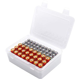 Battery Organizer Storage Box, Garage Case Holder for 24* AA, 30* AAA Batteries (Bag Not Include Batteries Pack)-White