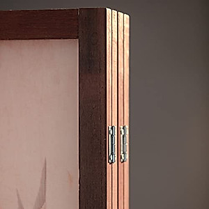 Furnnylane 4 Panel Room Divider Screen,Folding Wall Divider for Room Separation,Panel Room Divider,White Plum Blossom and Birds,67" H x 63" W