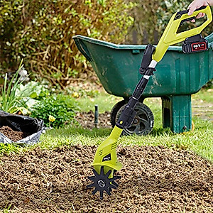 Koreyosh 20V 10inch Cordless Electric Cultivator with 2Ah Battery and Fast Charger,Electric Garden Tiller/Cultivator